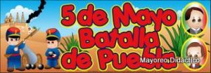 *1503 Letrero Batalla de Puebla* Impreso e/Cartulina 60x20cm ...